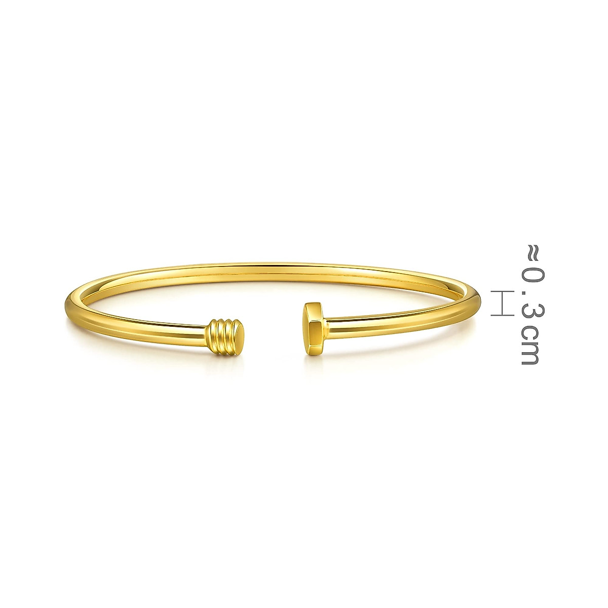 CHOW SANG SANG Dazzling Mirror Gold 999.9 24K Solid Gold Price-by-Weight Gold Simple Screw Polished-Finished Stacklable Cuff Bangle for Women 93371K