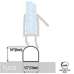 eatelle 1/2" Wide x 1/4" Clear Acrylic Frameless Shower Dam / Threshold 36 Inch Long Splash Guard Profile Half Round Splash Protection Water Repellent Bath Attachment Semicircular Water Repellent