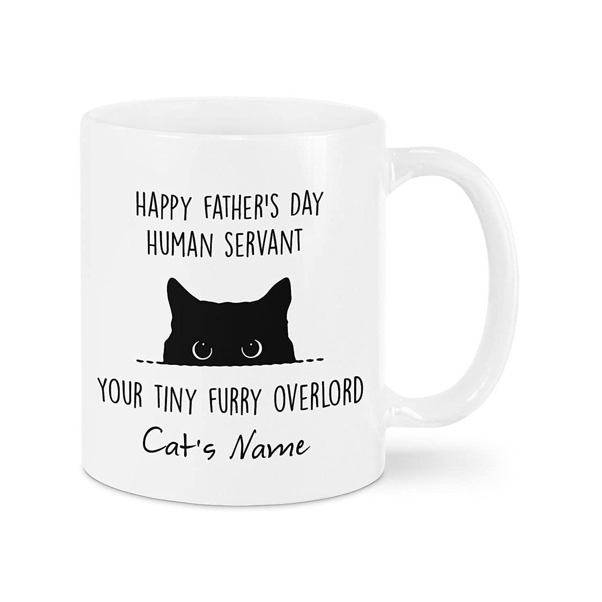 Lafine Personalized Funny Black Cat Mug Happy Mother's Day Father's Day Human Servant Your Tiny Furry Overlord Gifts For Cat Lover,