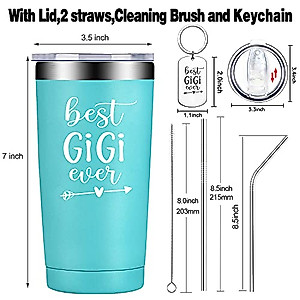 Fufandi Best Gigi Ever - Gigi Gifts for Grandma - Funny Christmas Gifts for New Grandma, Nana, Soon To Be Gigi, World's Best Gigi Tumbler Cup (20oz, Mint)