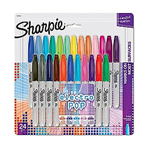SHARPIE 31993PP Fine Electro Pop Marker, Fine Point, Assorted, 24/Pack (1927350)