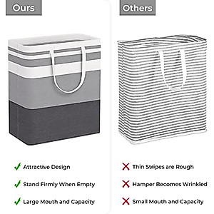 HomeHacks 2-Pack Large Laundry Basket,100L Each Waterproof, Freestanding Laundry Hamper, Collapsible Tall Clothes Hamper with Extended Handles for Clothes Toys in the Dorm and Family-Gradient Grey