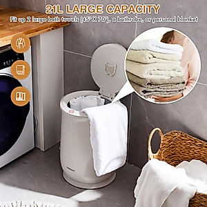 COSTWAY Bucket Style Towel Warmer, Large Towel Warmer with Flip-top Lid, Auto Shut Off, Ideal for 2 Oversized 45” x 70” Towels, Bathrobes, Portable Towel Warmer for Bathroom, Pool, Spa