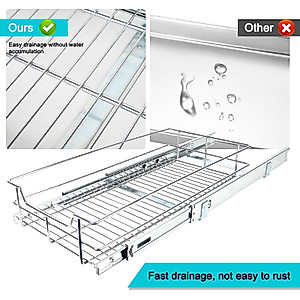 STORKING 1 Tier Wire Basket Pull Out Shelf Drawer Storage Organizer for Kitchen Base Cabinets Chrome-Plating (14x 22 x 5.3 Inch, 1 Tier)