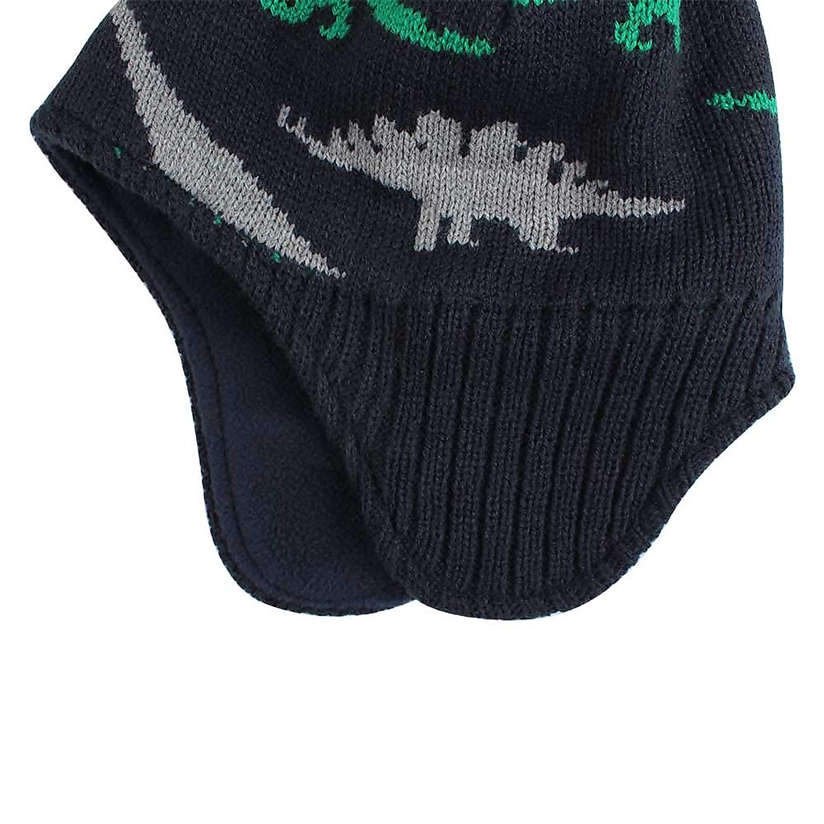 Duoyeree Baby Boy Winter Hat Dinosaur Warm Mittens Set Newborn Pompom Beanie Gloves Toddler Fleecce Earflaps Caps Grass Green