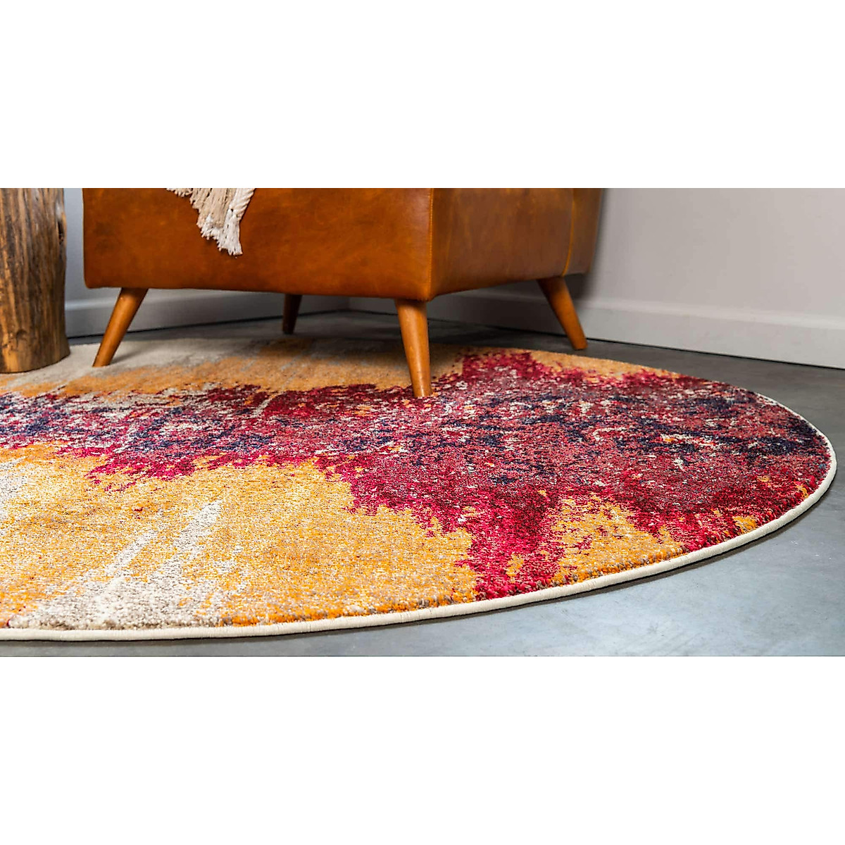 Unique Loom Estrella Collection Abstract, Rustic, Modern, Gradient, Distressed Area Rug, 6' 1" x 6' 1", Pink/Navy Blue