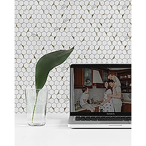 Art3d 10-Sheet Peel and Stick Backsplash for Kitchen Décor, Self-Adhesive Tile Hexagon Mosaic Tiles