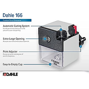 Dahle 166 Premium Pencil Sharpener w/Point Adjuster & Automatic Cutting System, Accepts Graphite & Oversized Artist Pencils