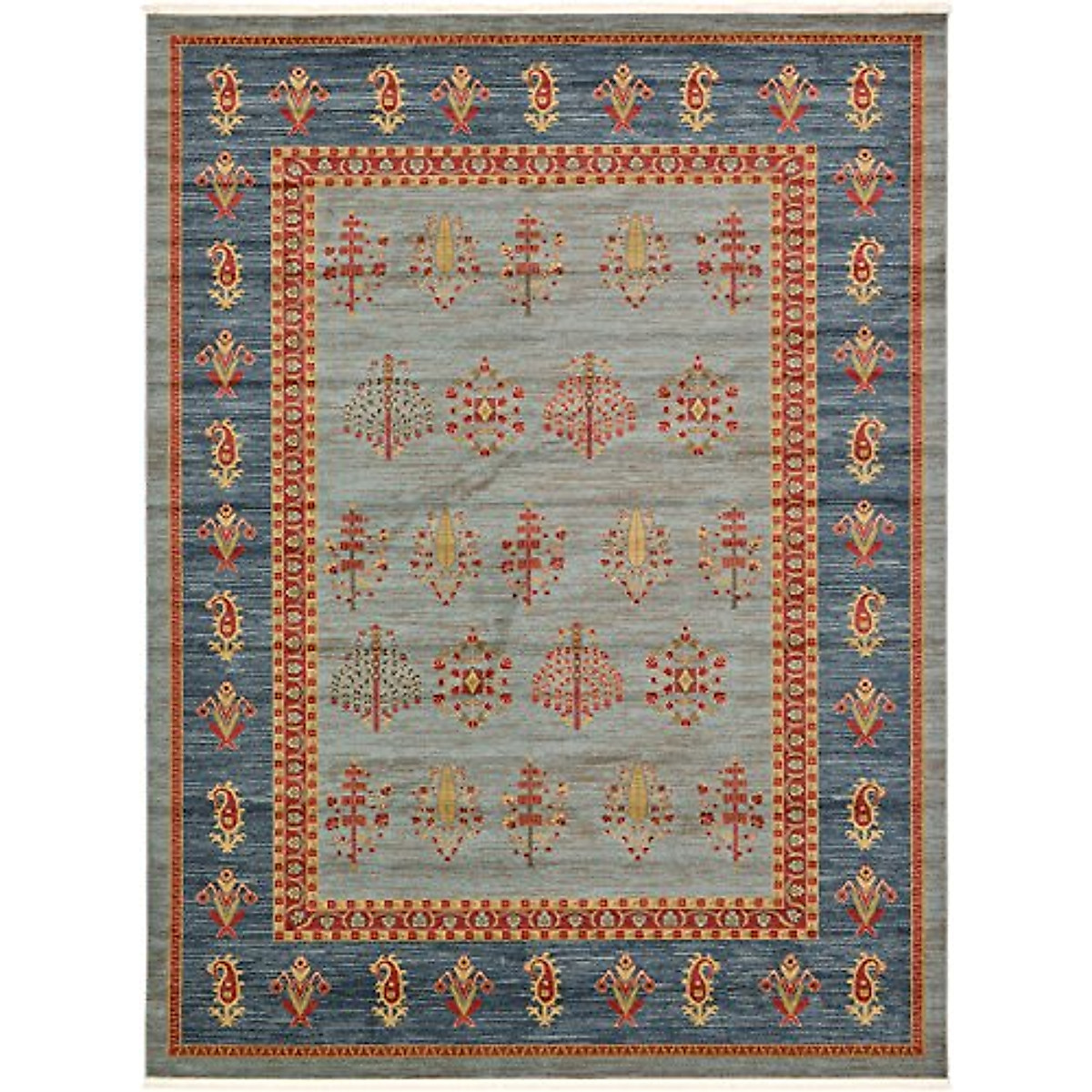 Unique Loom Fars Collection Modern Medallion Tribal Design with Natural Hues Area Rug, 9 ft x 12 ft, Light Blue/Navy Blue