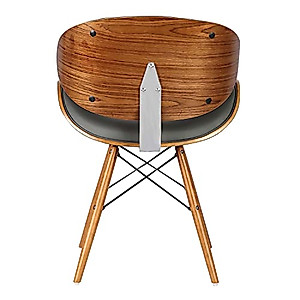 Armen Living Cassie Dining Chair in Grey Faux Leather and Walnut Wood Finish, Gray/Walnut Finish, 20D x 21W x 31H in