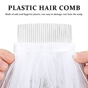 FRCOLOR Bridal Wedding Veil Women's Short Vails with Peals Tulle for Bachelorette Party 39cm/15” Single Tier Veil With Comb Wedding Party Bride Veil