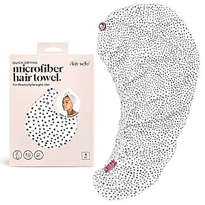 Kitsch Microfiber Hair Towel Wrap - Quick Dry Curly Hair Wraps for Women Wet Hair | Microfiber Towel for Hair | Hair Drying Towel Wrap | Hair Towels for Women | Hair Turban for Wet Hair (Micro Dot)