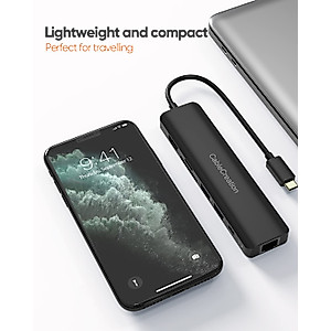 USB C Hub with Ethernet, CableCreation 7 in 1 4k@60Hz HDMI USB C Multiport Adapter with 100W PD, 2 USB 3.0 Ports, SD/TF Cards Reader Compatible for MacBook Pro/Air M1 M2, iPad Pro/Air, Dell XPS, HP