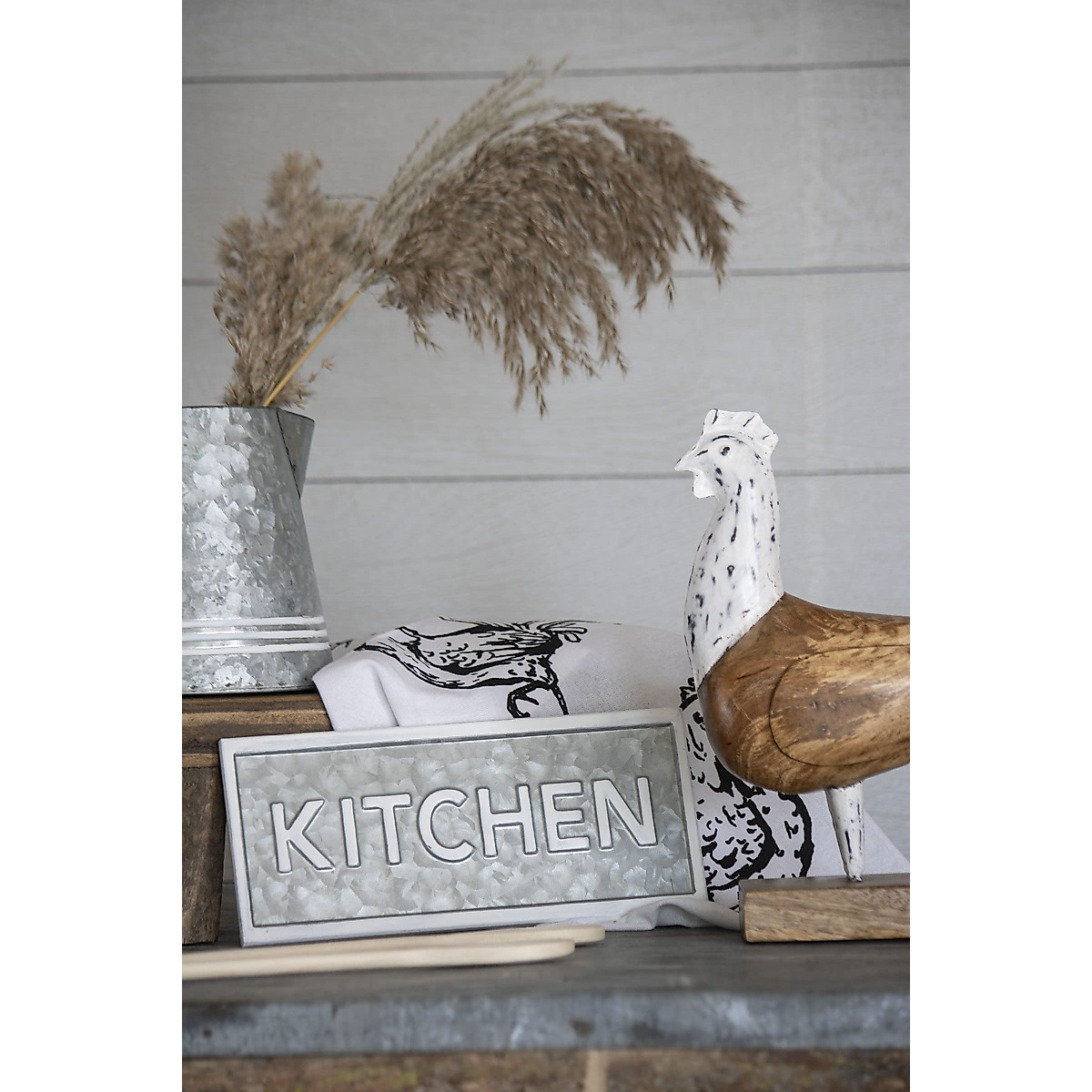 Foreside Home & Garden Galvanized White Metal Kitchen Wall Décor