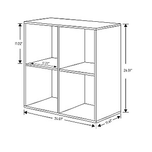 PACHIRA E-Commerce Wooden Storage Bookshelf, 4 Cube Unit Shelf, Closet Cabinet, DVD Rack File Organizer Bookcase Rack, Each Cube 11 Inch, Oak Grey