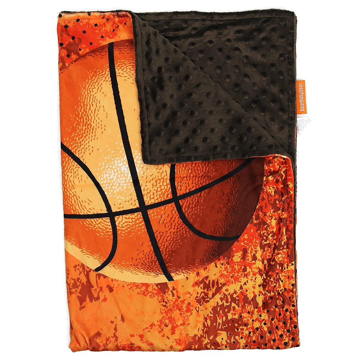 Dear Baby Gear Deluxe Baby Blankets, Custom Minky Print Basketball, 38 Inches by 29 Inches