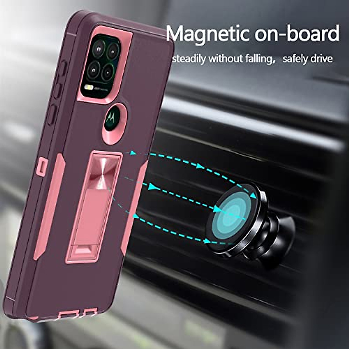 MDCN Military Grade Moto G Stylus 5G Case 2021 - Purple, HD Screen Protector, Magnetic Kickstand, Car Mount, Heavy Duty Protection