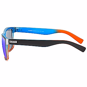 DUBERY Vintage Polarized Sunglasses for Men Women Retro Square Sun Glasses D518 (Blue&Orange/Mazarine)