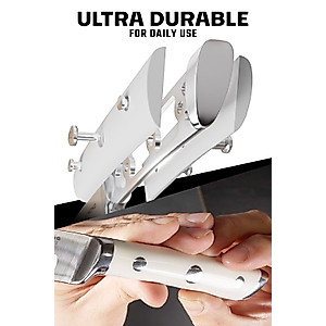 Dalstrong Steak Knife Set - 4-5" Straight Blade Edge - Gladiator Series - Forged German High-Carbon Steel - w/Sheaths - Glacial White ABS Handle - Dinner Set Kitchen Knives