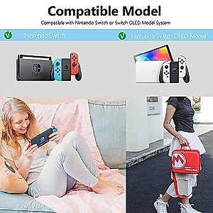 Flyekist Mario Carrying Case for Nintendo Switch/Switch OLED Model, Deluxe Travel Case Portable Hard Messenger Storage Bag for Switch Console Pro Controller Accessories