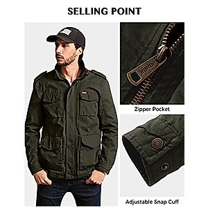WenVen Men's Spring Cotton Field Jacket Tactical Windbreaker (Army Green, 3XL)
