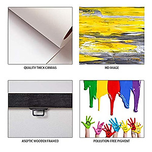 Kaupuar Canvas Wall Art Abstract,Yellow Wall Art Paintings for Bedroom Living Room Office Home Decoration Modern Canvas Artwork Wall Decor Ready to Hang 12''x16'', 3 Pieces