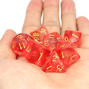 Haxtec 7PCS DND Dice Set Polyhedral D&D Dice of D20 D12 D10 D8 D6 D4 for Dungeons and Dragons TTRPG Games (Red Cloud)
