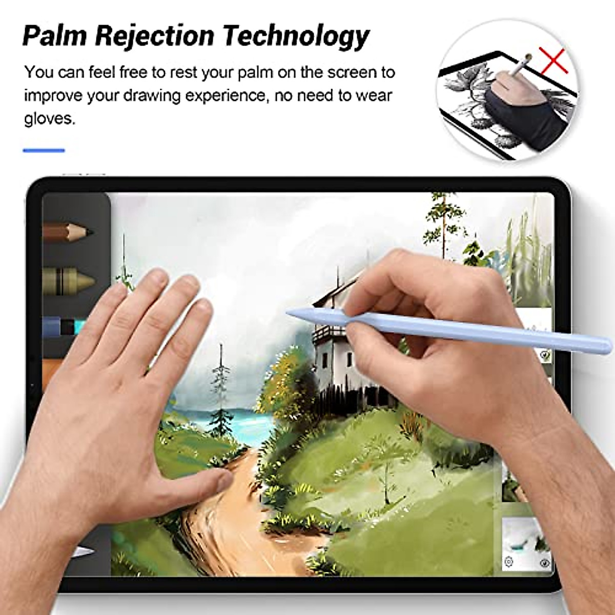 Stylus Pen for iPad with Palm Rejection, Magnetic Adsorption iPad Pencil 2nd Generation Compatible with (2018 and Later) Apple iPad 10/9/8/7th, Pro 11/12.9 Inch, Air 5/4/3rd, Mini 6/5th (Light Purple)