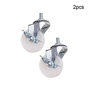 Caster Furniture，Rubbered Trolley Wheels ， Castor Wheels,Furniture Casters,1.97 Inch Swivel Caster Wheels PP 360 Degree Threaded Stem Caster Wheel, 66lb Capacity Each Wheel with Brake, Pack of 2