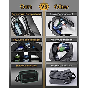 TACTICISM Toiletry Bag for Men - Dry Wet Separate Travel Toiletry Bag, Tactical Molle Dopp Kit for Men with Large Capacity, Water-Resistant Shaving Bag for Adult Women for Travel, Black