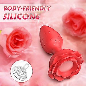 Amortoy Anal Plug Rose Vibrator Couples Sex Toys for Women, Vibrating Butt Plug with 10 Vibrations Adult Toys, Women Sex Toys Anal Vibrators Rose Sex Toy, Light Up Anal Toys Adult Sex Toys & Games