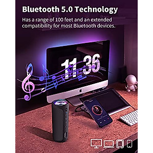 AUKTECH Bluetooth Speakers - Portable Bluetooth Speakers Wireless(100FT) with 20W Loud Stereo Sound, Deeper Bass, RGB Lights, IPX7 Waterproof, Handsfree Mic, 24H Playtime for Home Party Outdoors