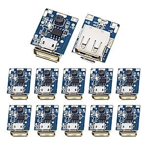 ALAMSCN 12PCS 5V 1A Boost Step Up Power Supply Module Lithium Battery Li-ion Charging Protection Board 134N3P DIY Charger LED Display USB and Micro Port
