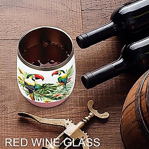 WYUSPGK 304 Stainless Steel Insulated Cup, Toucans Parrot Palm Tree Leaves Print Smooth Rim, Durable & Reusable - Perfect for Office, Home, And Travel