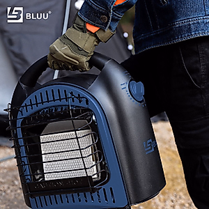 BLUU Propane Heater for Outdoor and Indoor Use 10,000 BTU with Thermostat, Portable Tent Heaters for Camping, Patio, Garage, Tip-Over & Overheat Protection for Safe CSA Compliance (Orange)