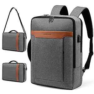 LOVEVOOK Convertible Laptop Backpack Bag, 3 in 1 Men’s Messenger Bag Business Briefcases Fits 15.6 Inch Laptop, Shoulder Bags Computer Backpacks for Travel College Office for Men Women, Grey