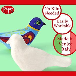 Pepy Premium European Air Dry Modeling Clay White 2.2 lb Bar, Easy to Use Air-Hardening Clay for Sculpting and Crafts Projects