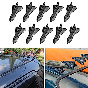 cueclue 10 PCS Car Shark Fin Auto Antenna Kit, Rear Bumper Canards Splitter, Auto Universal Stick-on Spoiler Roof Air Vortex Decorative Aerial (Black #101)
