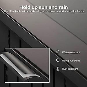 LAUSAINT HOME 43" Outdoor Fire Pit Table, 50,000 BTU Auto-Ignition Propane Gas Firepits with Glass Wind Guard, Fire Glass and Lid for Outside Patio