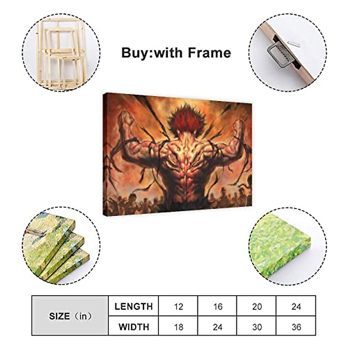 Baki The Grappler Hanma Anime Poster (14) Canvas Poster Wall Art Decor Print Picture Paintings for Living Room Bedroom Decoration Frame-style Frame-style12x18inch(30x45cm)