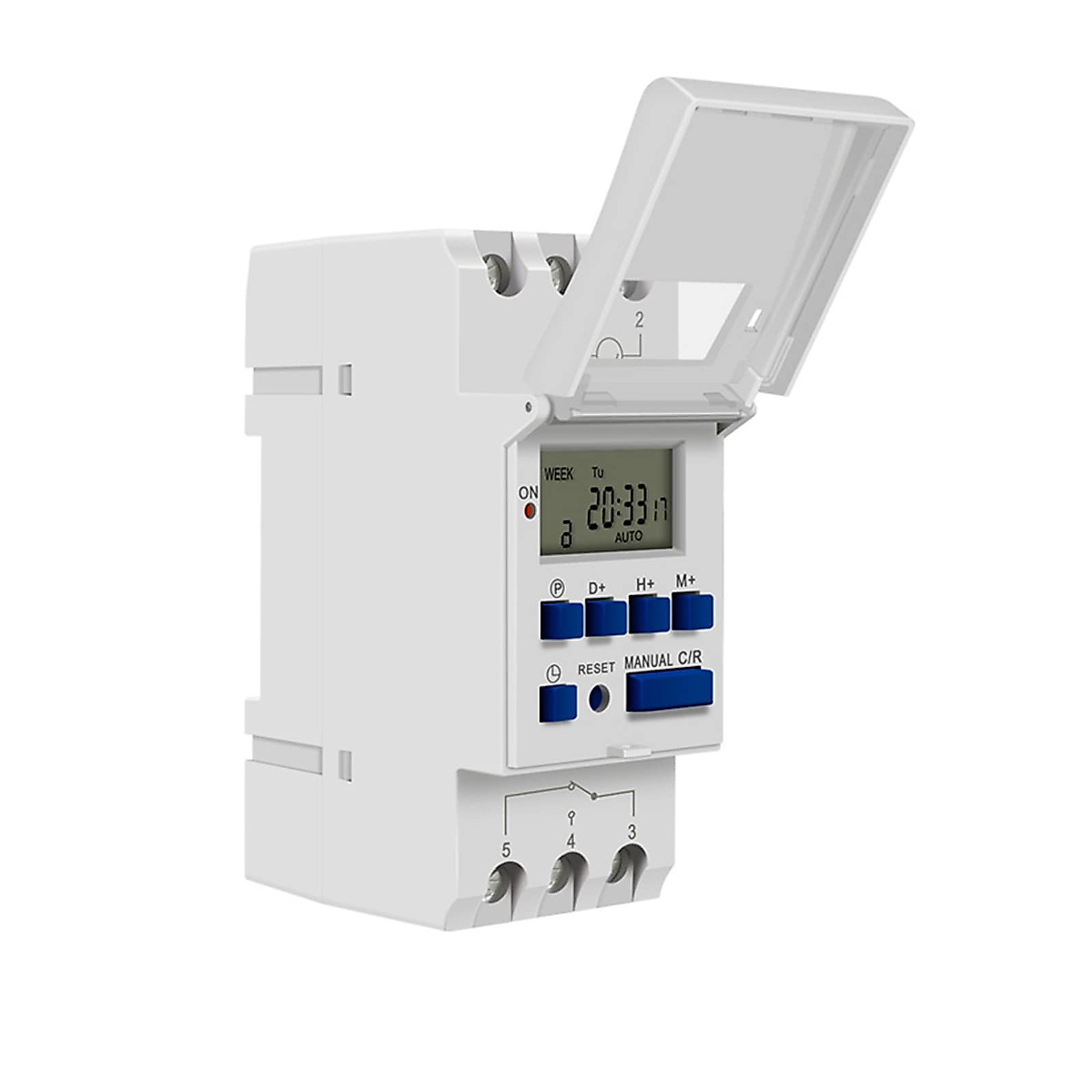 THC 15A (AC110V Programmable Timer Relay 16 On Off Digital Timer Switch for Controlling Street Lamps Neon Lamps Production Equipment, DIN Rail(not Included)