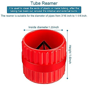 2 Pieces Red Inner-Outer Reamer Pipe and Tube Deburring Reamer Tubing Chamfer Tool for PVC/PPR/Copper/Brass/Aluminum Tubes(3/16-inch to 1-1/4-inch)