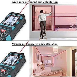 MAKINGTEC Laser Measure 328Ft M/in/Ft Laser Distance Meter,5 Measurement Modes, Pythagorean Mode,LCD Backlight Display, Volume, Area Measurement, Digital Laser Tape Measure D100 Color Blue