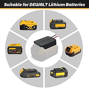 Power Wheel Adapter for DeWALT 20V Lithium Battery with Wire Terminals, 14 Gauge Wire,Power Convertor for Robotics,Work Lights and DIY RC Toys Adapter Set (Black)