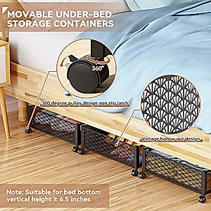 innotic Under Bed Storage with Wheels, Tool-free Under Bed Shoe Storage Containers Drawer, Metal Closet Organizer Storage Containers for Clothing, Shoes, Blanket, Toys-L Size (23.5"x16.5"x6.45")