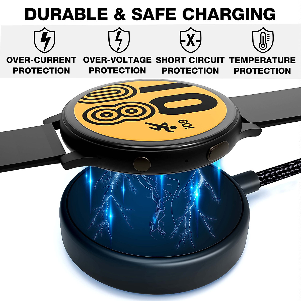 Galaxy Watch 6 Charger Compatible with Samsung Galaxy Watch 6/6 Classic/5/4/3/Active, USB C Charging Cable for Galaxy S23/S22/S21/S20/S10/Note 20/10/9/Buds, 2 in 1 4FT Wireless Charger Dock Cord