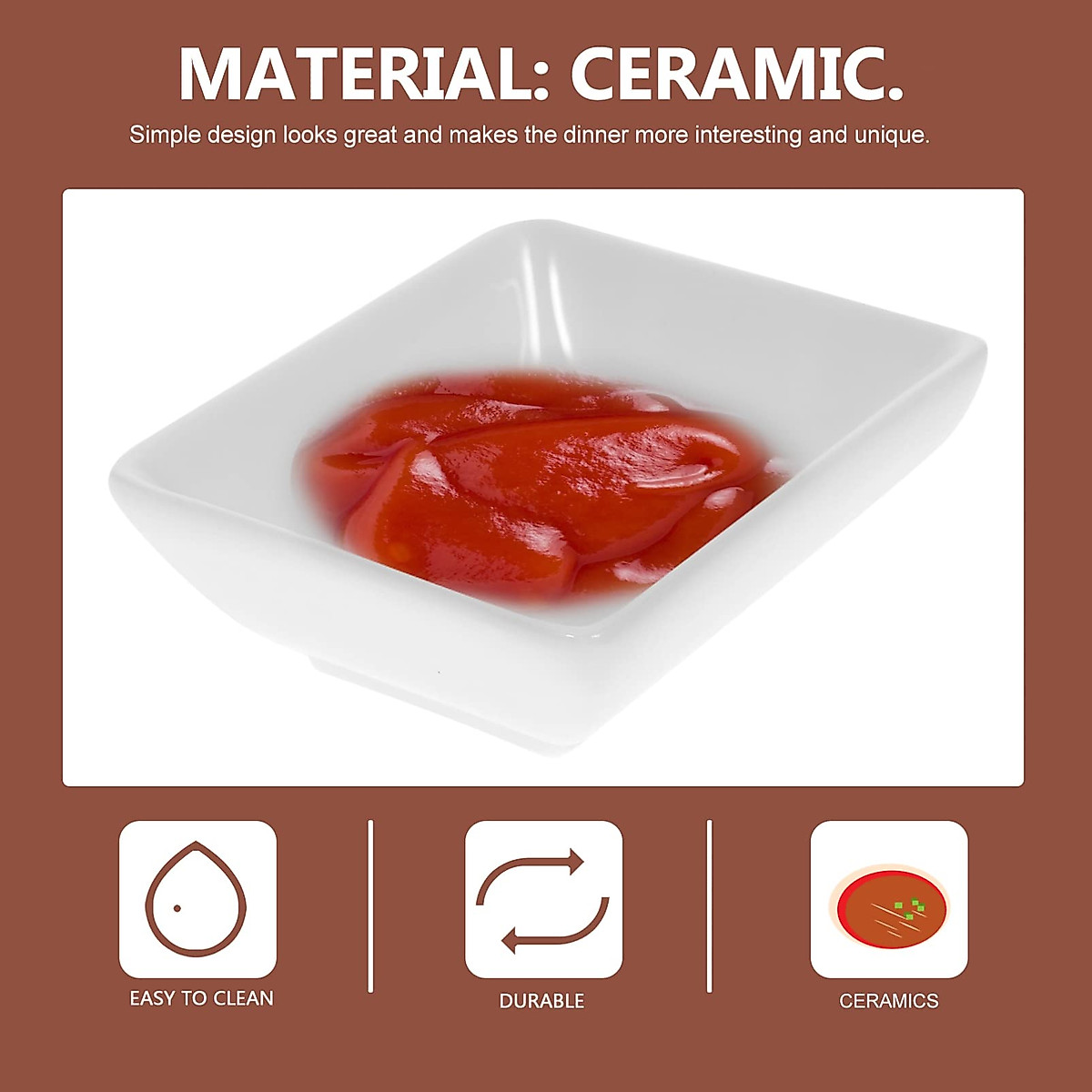 BESTonZON Ceramic Dip Bowls Sets, 3 In White Dipping Sauce Bowls/Dishes for Tomato Sauce, Soy, BBQ and other Party Supplies,Set of 4 Appetizer Plates