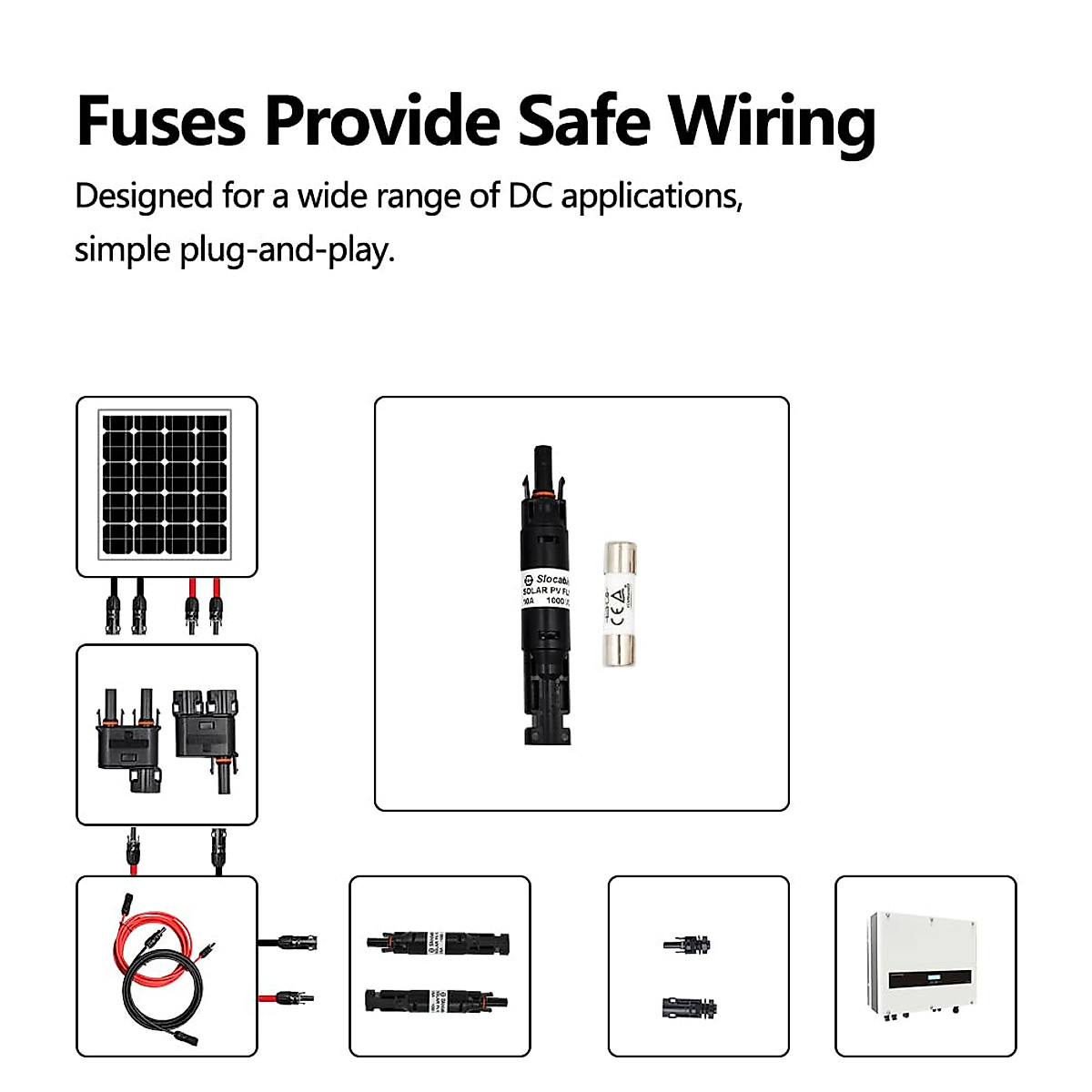 Witproton 30A Solar in-line Fuse Holder, IP68 1000V for Solar Panel and Inverter in Photovoltaic System, Male and Female Connector with 1 Fuse