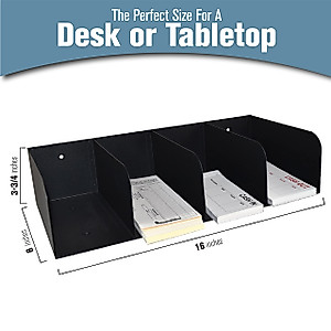 STEELMASTER by BankSupplies Steel Document Organizer | 4-Pockets | Black | Powder Coated Crinkle Finish | Scratch & Chip-Resistant | Check Separator, Deposit Slips, Letter Organizer, Money & Bills