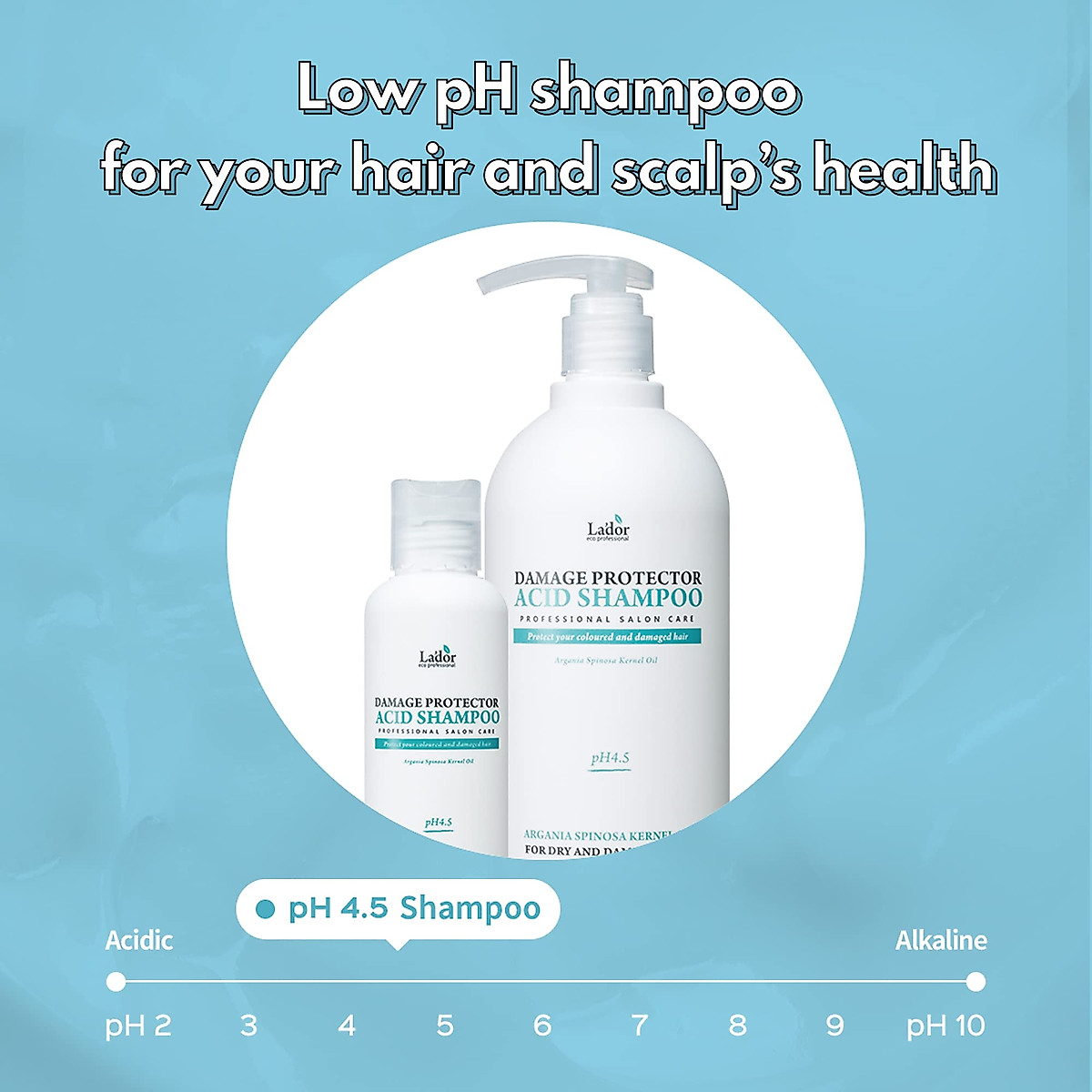 LA'DOR Damage Protector Acid Shampoo (2x 5.07 fl.oz.) - 4.5 pH Acidic Formulation for Hair and Scalp pH Balance, Helps Neutralize Alkaline pH from Dyes and Bleaching LADOR